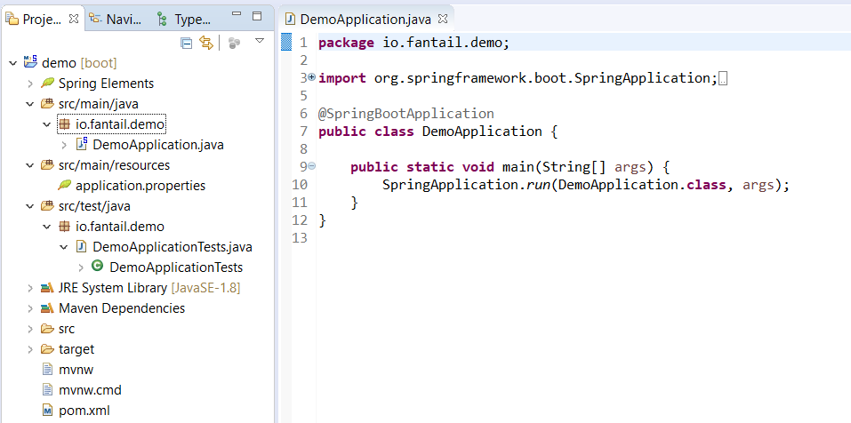 Quickstarting a Spring Boot project