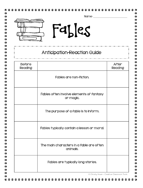 Hook Your Students! Anticipation Guides - creative classroom tools