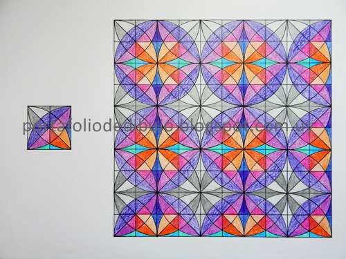 Composiciones modulares / Técnicas: lápices de colores y marcadores