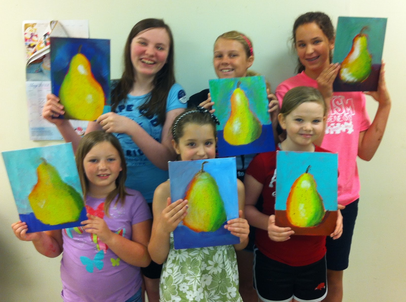 Angela Anderson Art Blog: Pear Acrylic Paintings - Kids Art Class