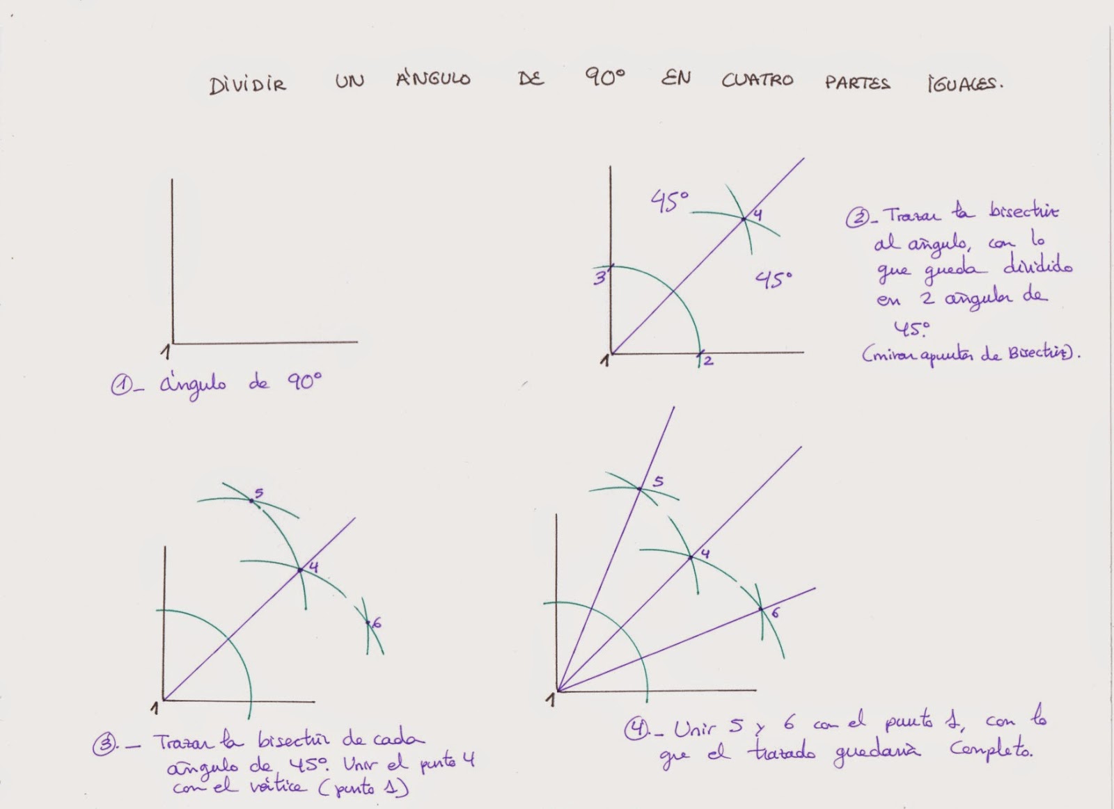 Plástica 12: DIVISIÓN DE UN ÁNGULO DE 90º