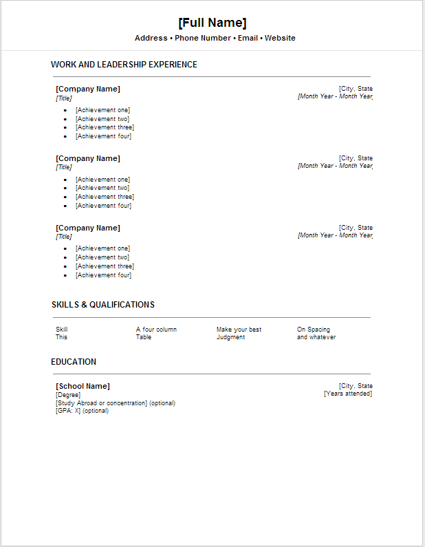 Simple Resume Sample Format | Sample Resume
