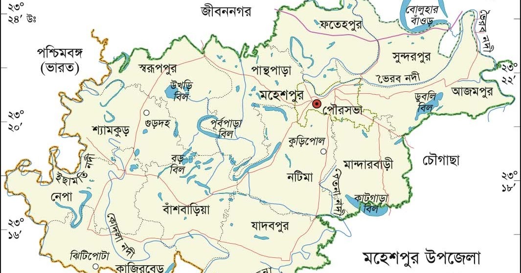 মহেশপুর উপজেলা মানচিত্র, ঝিনাইদহ জেলা, বাংলাদেশ