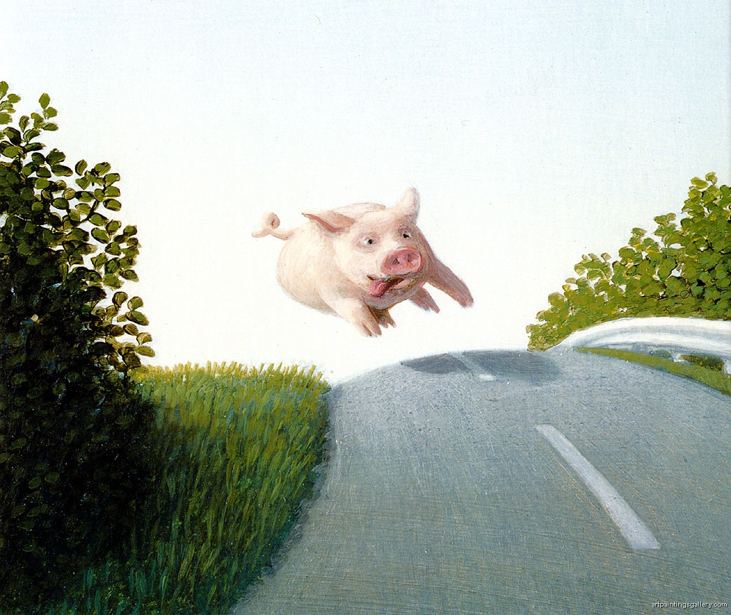 leichtsinnig autobahn schwein von Michael Sowa | Kunstreproduktionen ...