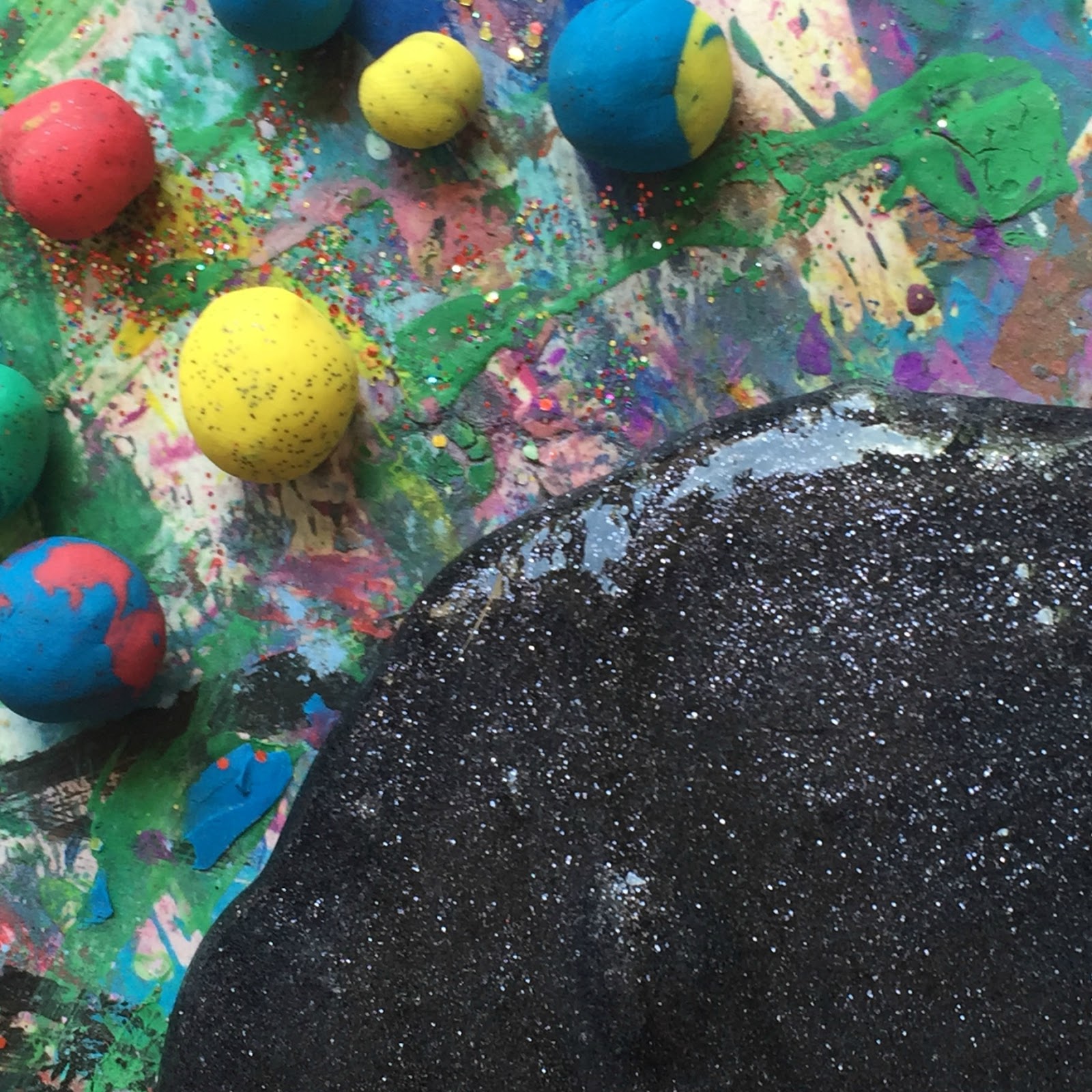 Mini Monets and Mommies: Kids' Solar System Slime Science and Art Activity