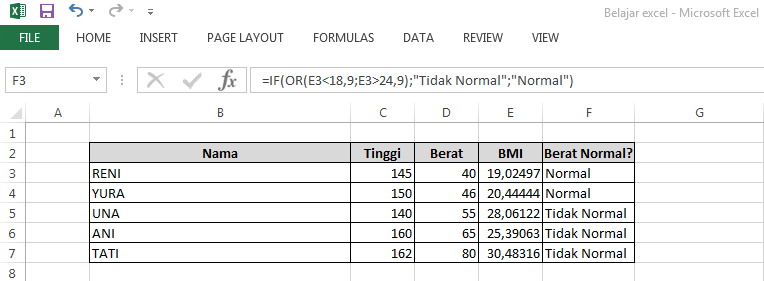 FUNGSI AND, OR - Belajar Rumus Excel Beserta Contohnya