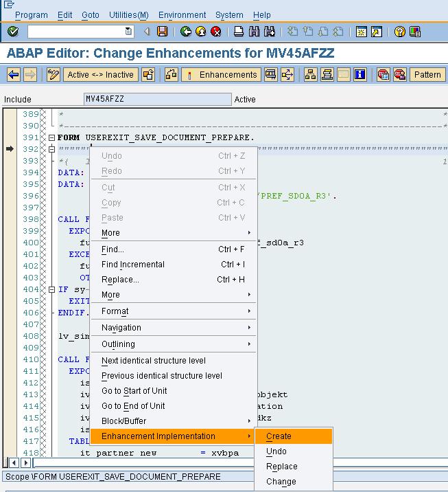 SAP ABAP 4 Tutorial: User Exit - Implicit Enhancement