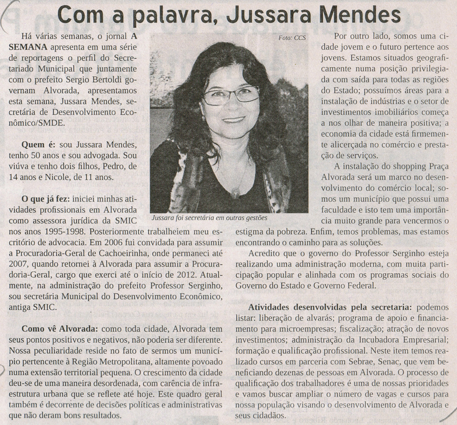 Hemeroteca Virtual de Alvorada: Secretária Jussara Mendes - Alvorada é ...