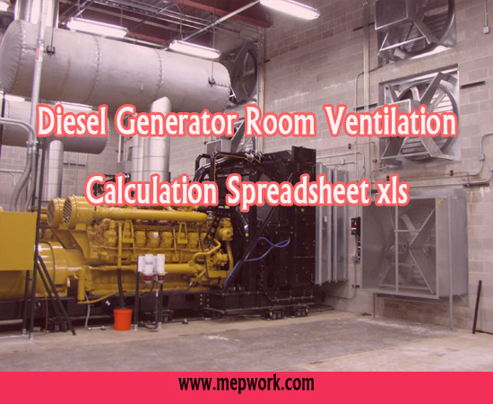 Diesel Generator Room Ventilation Calculation Spreadsheet xls