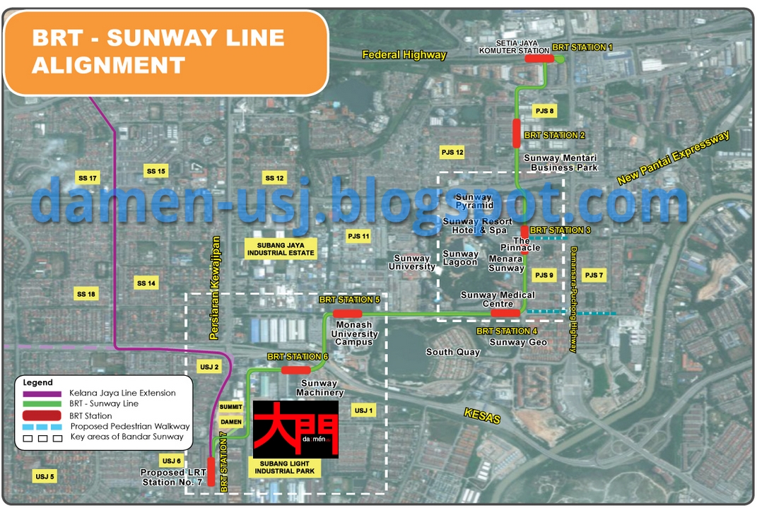 Da:Mén USJ 1 大門: Sunway Bus Rail Transit BRT Alignment