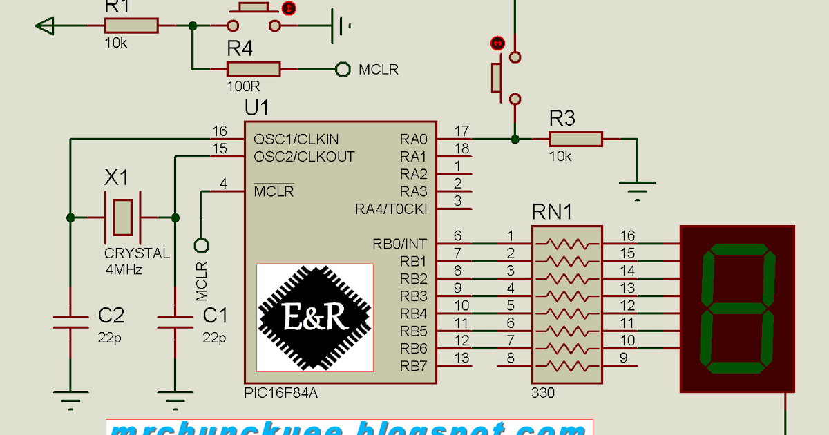 PIC16F84A & Assembler: Manejo de tablas - Controlar display de 7 segmentos