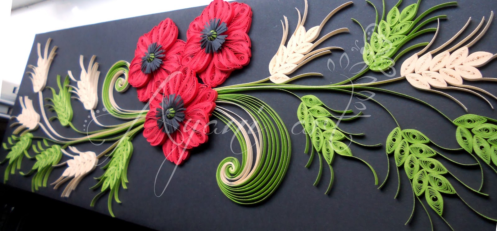 Ayani art: Quilled Poppies and wheat 20/60 cm