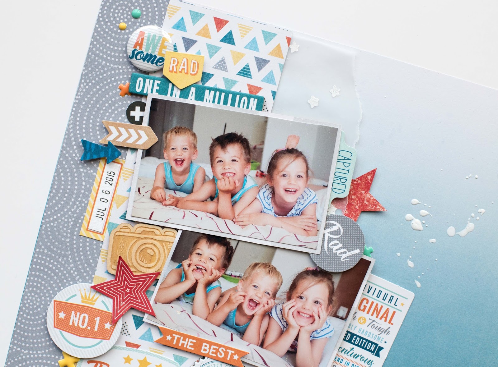 Scrapbook layout with layering technique - Bea Valint | Scrapbooks
