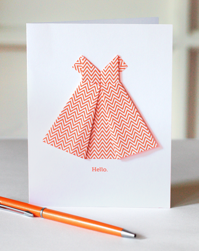 Make an origami dress card | How About Orange