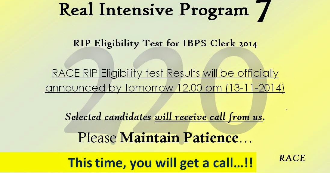 R.A.C.E: NOTE: RIP 7 Result