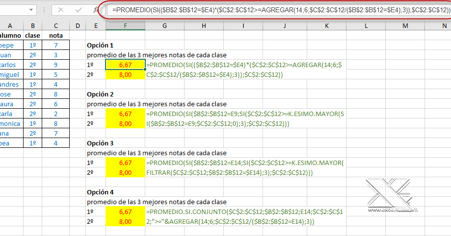 Promedio de 3 mayores con AGREGAR | EXCEL FORO: Un blog de Excel