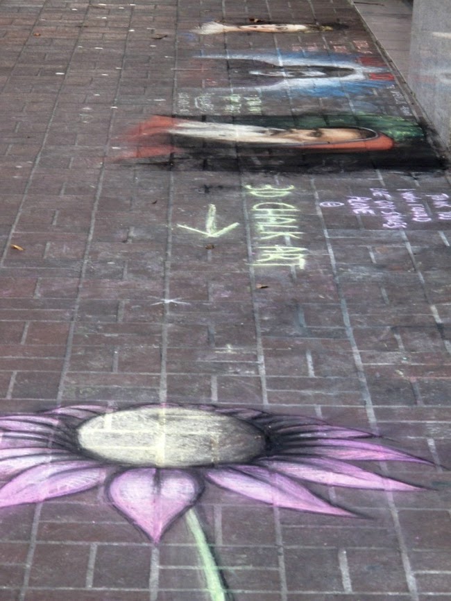 four-eyes rella: diptych: chalk drawings