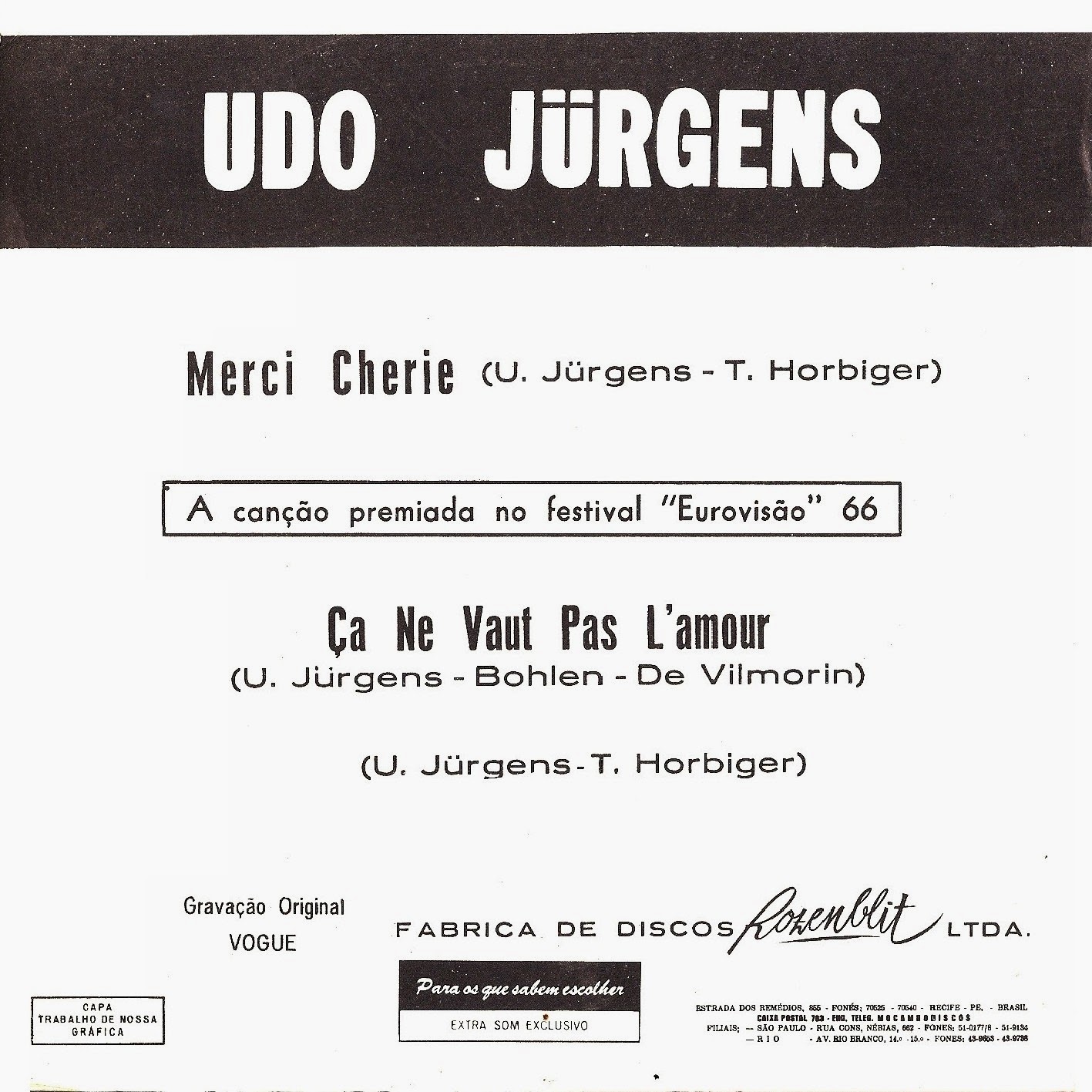 Toca de Compactos: Udo Jürgens - Merci chérie - 1966