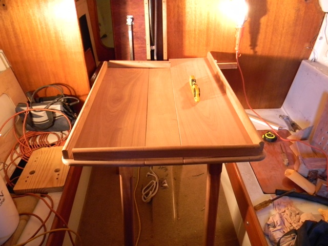 Ericson 25, Oystercatcher: Main Salon Table, Custom Mahogany, Stowable