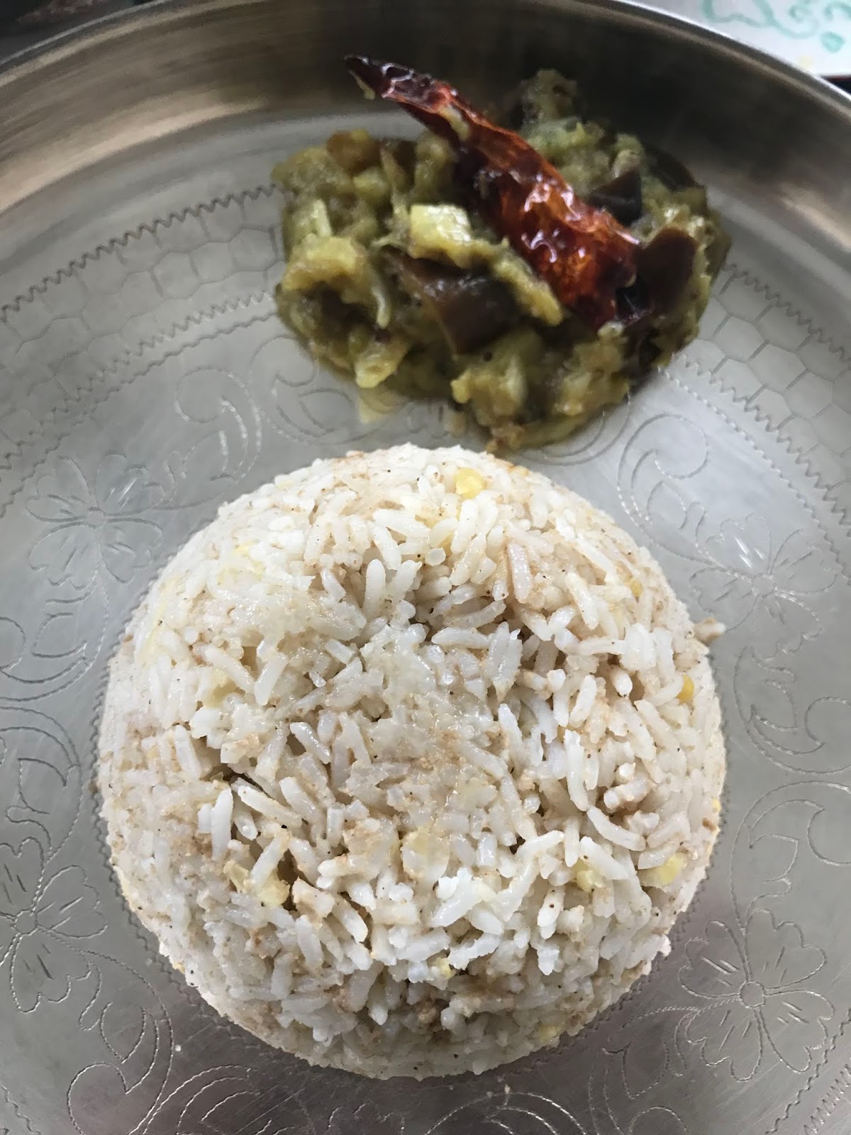 Pulagam(Sesame rice) and Vankaya Bajji (Spicy,Tangy Eggplant curry ...
