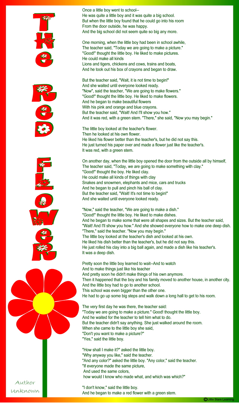 Little Stars Learning: The Red Flower - Protecting Creativity