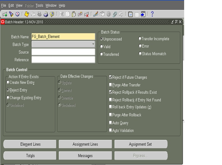 My Oracle World: Batch Element Entry in Oracle HRMS Payroll