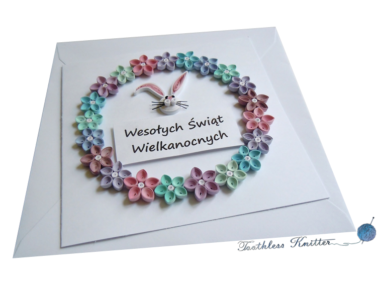 Toothless Knitter: Easter Card with Flower Wreath and Bunny Toothless Knitter: Easter Card with Flower Wreath and Bunny