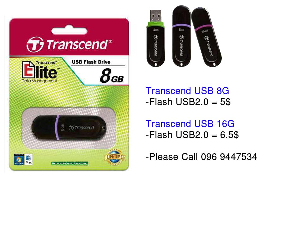 USB Flash TranscendSize:8G ,16G, 32G Price 5$ to 6.5$ មានច្រើនទំហំ8G ...