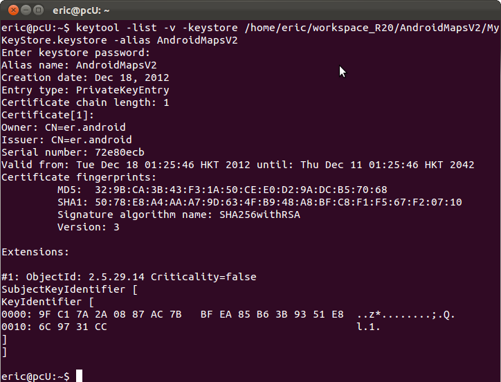 Android-er: Displaying the SHA1 certificate fingerprint