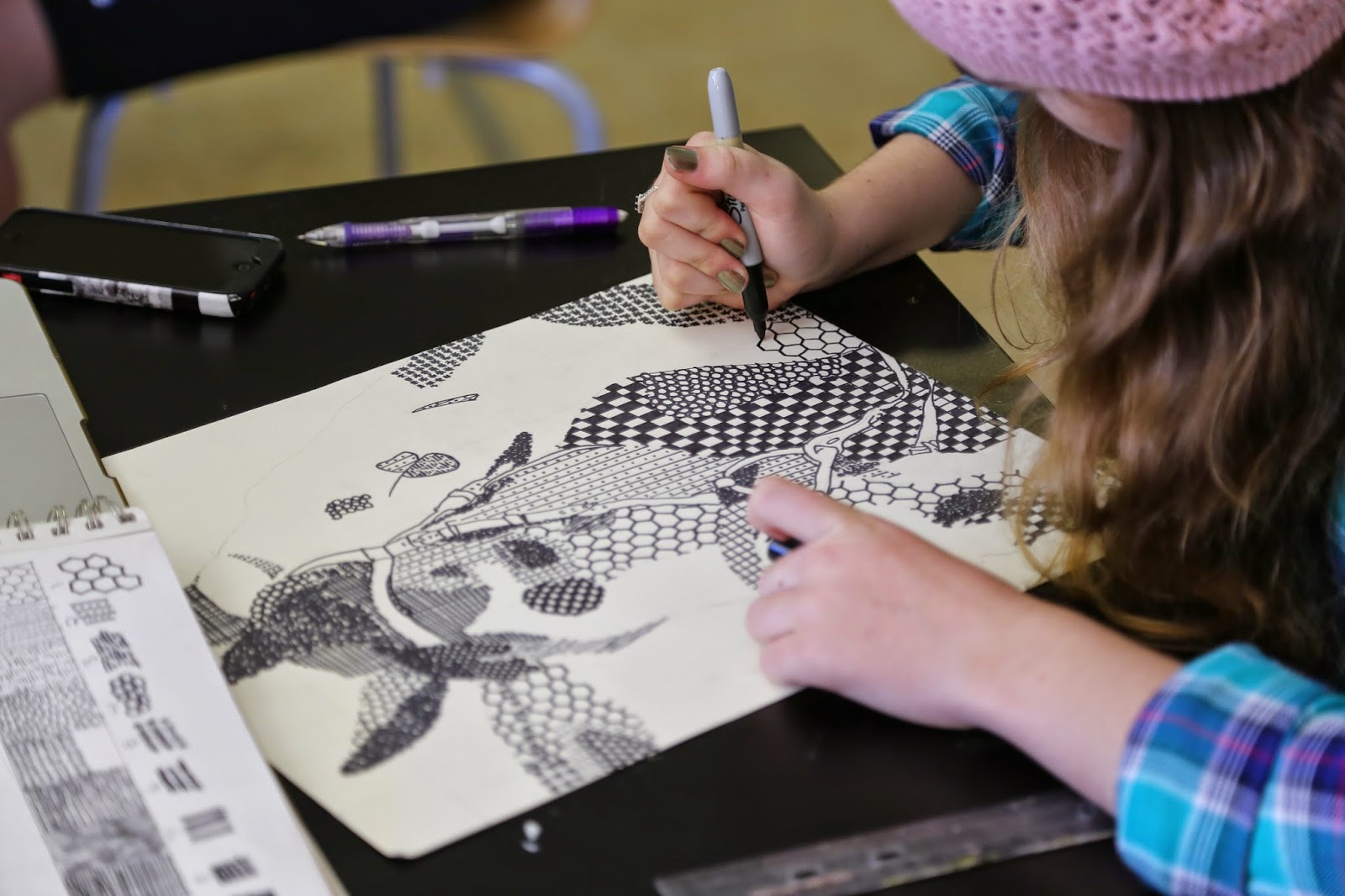 Grauer Art: Line technique drawing, 8th Grade Art