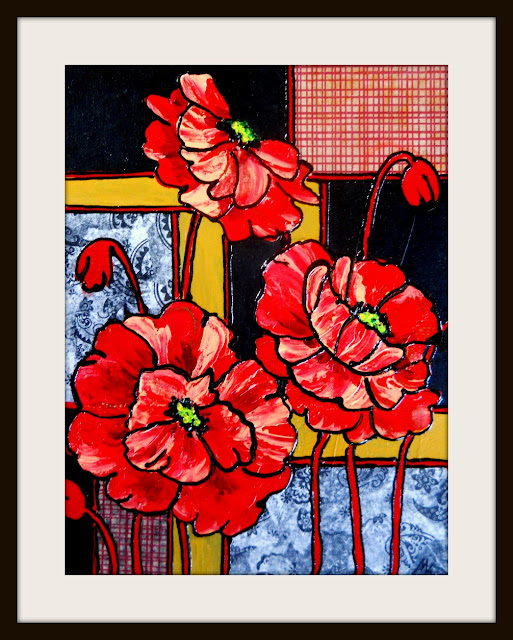 Martha Kisling Art With Heart : Red Poppies, String and a Kitty Cat