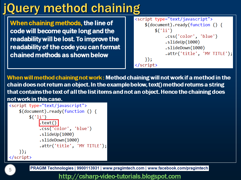 Sql Server Net And C Video Tutorial Jquery Method Chaining