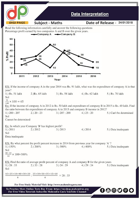 DP | Data Interpretation Questions For SBI Clerk Prelims | 24 - 01 - 18