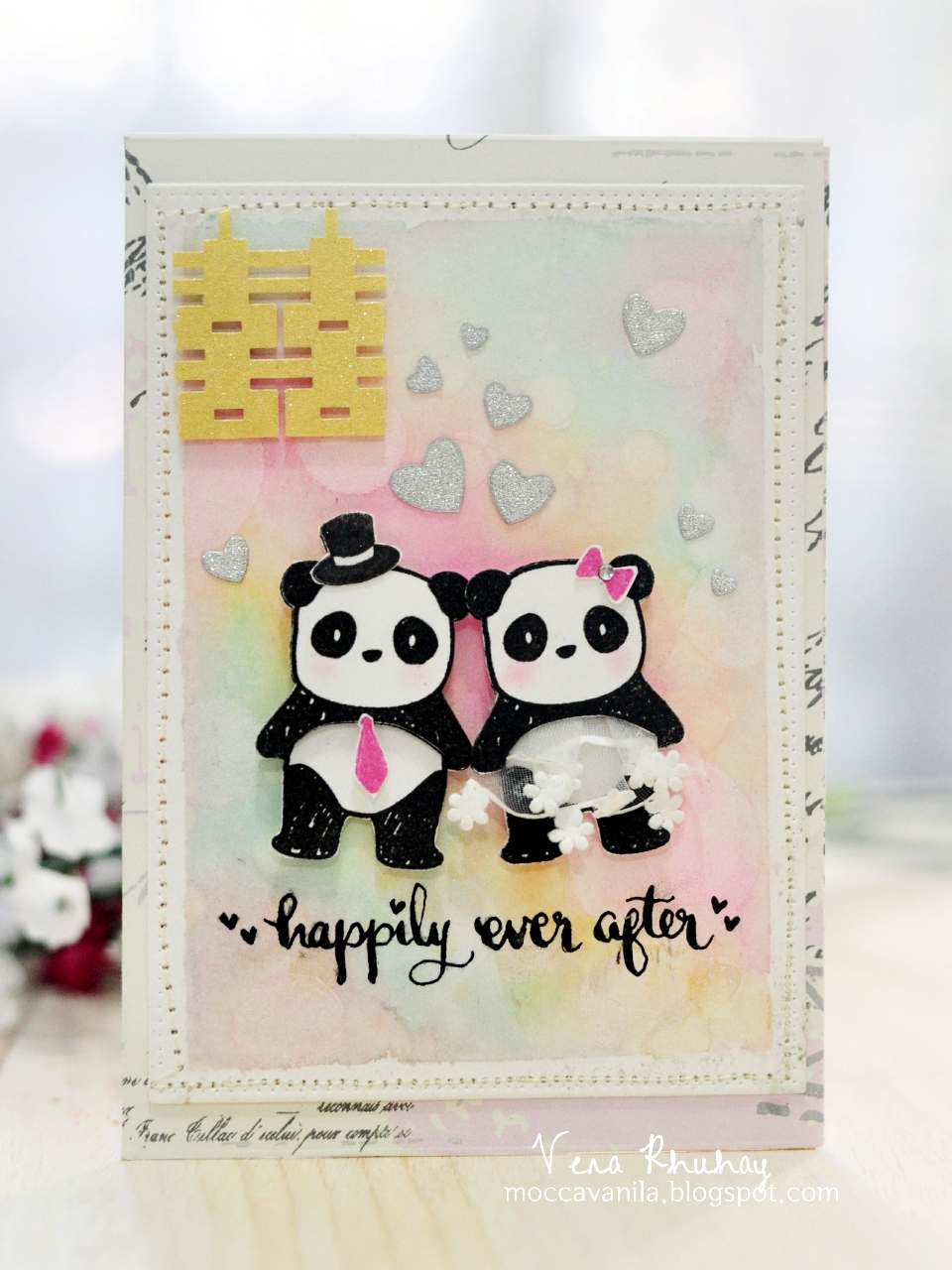 moccavanila by vera rhuhay: 2in1 Panda Wedding Card