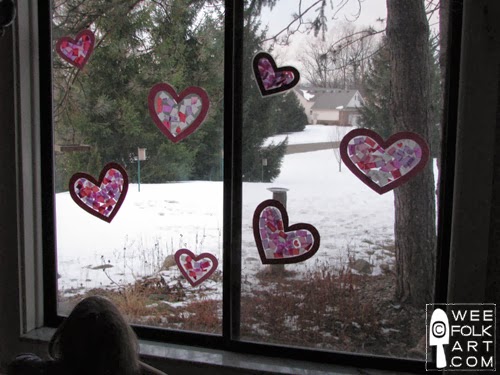 Mommy and Things: Tissue Paper Stained Glass Hearts