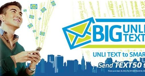 Smart offer 7 days BIG UNLI TEXT50 Promo with Unlimited Text to 3 Networks