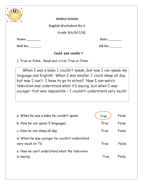 Birla World School Oman: Homework for Grade 3 as on 02/10/2018
