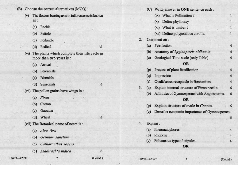 SGBAU B.Sc Botany 2015 Question Paper - University Question Papers
