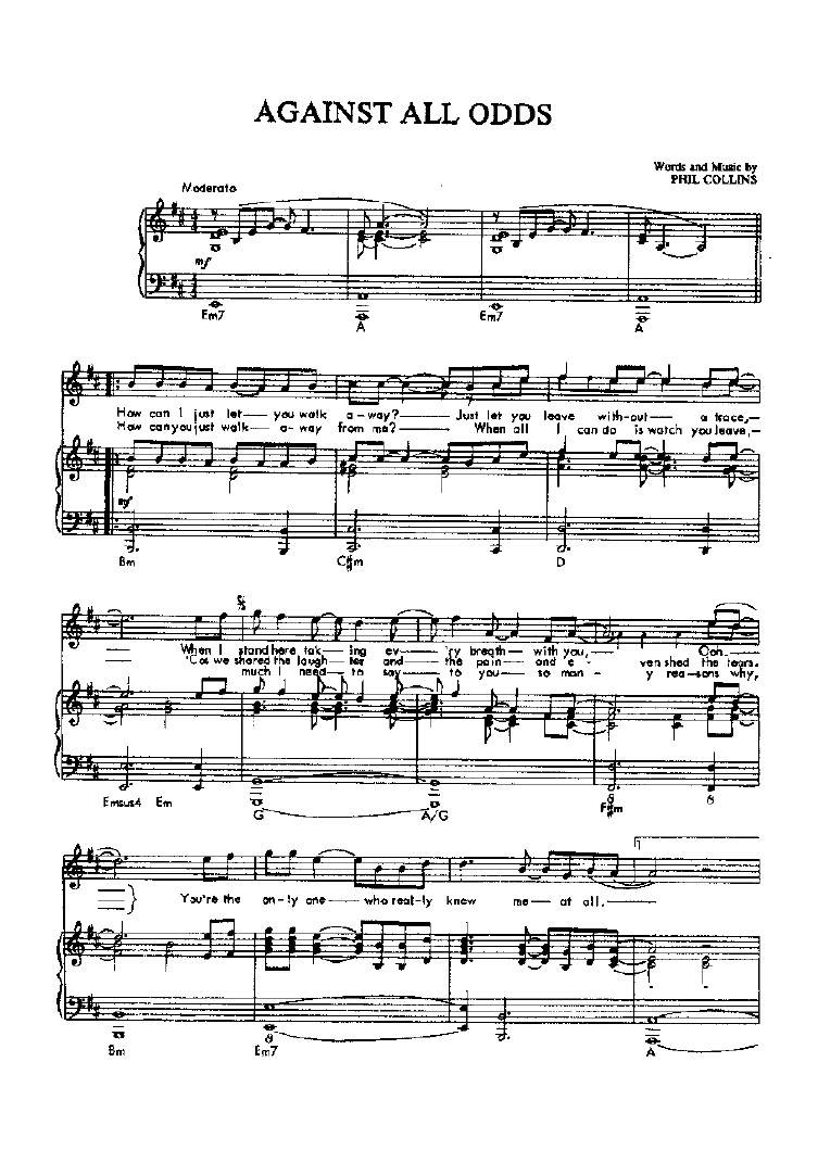 Phil Collins - Against All Odds | Partituras para Piano Phil Collins - Against All Odds | Partituras para Piano