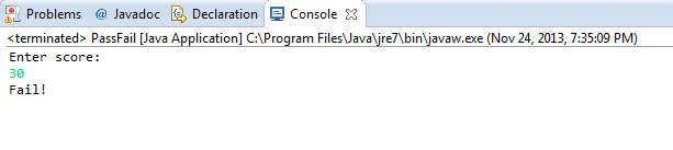 Simple Java Program 9: Pass Or Fail Using If-Else