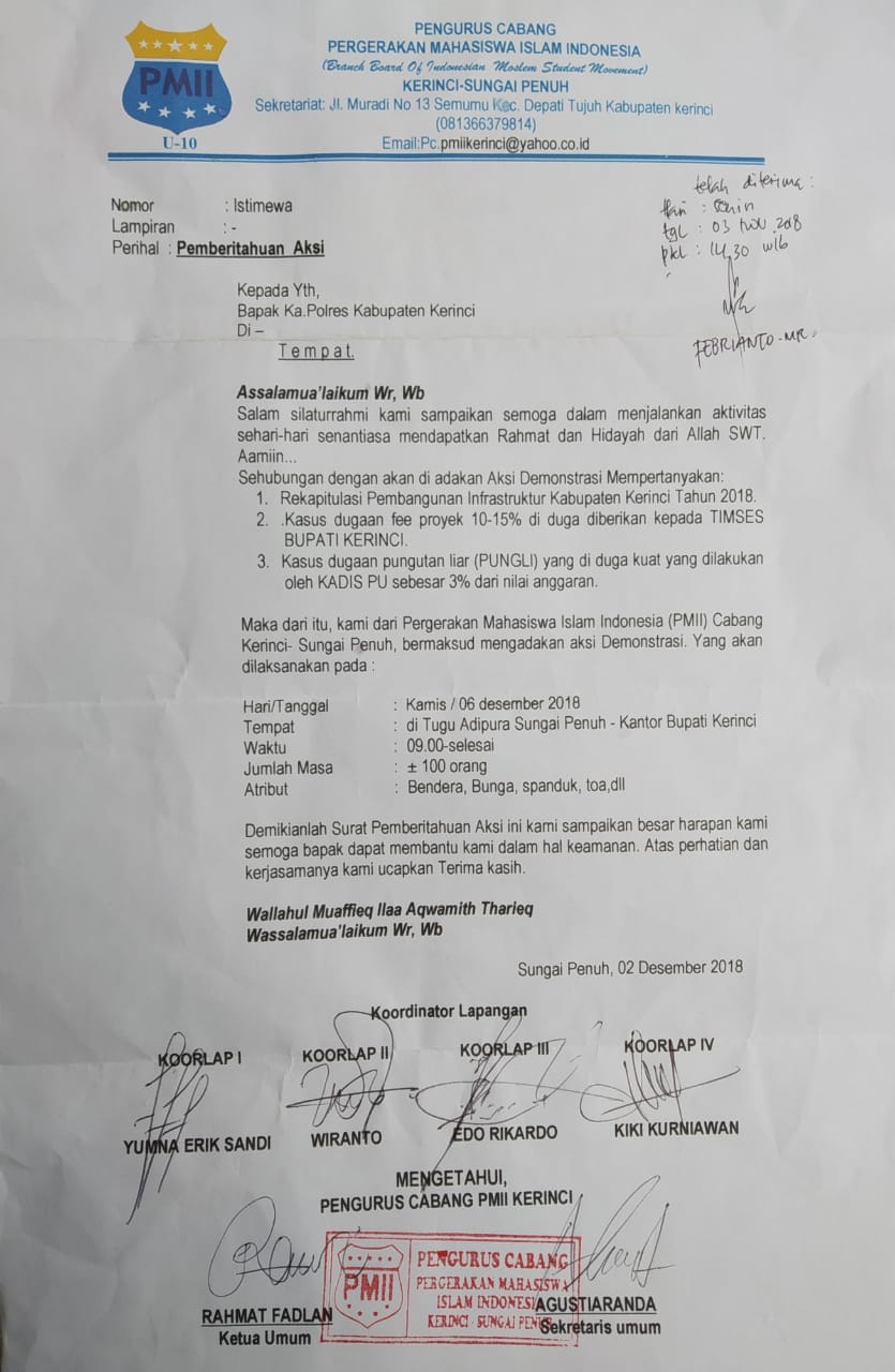 Contoh Surat Tuntutan Mahasiswa