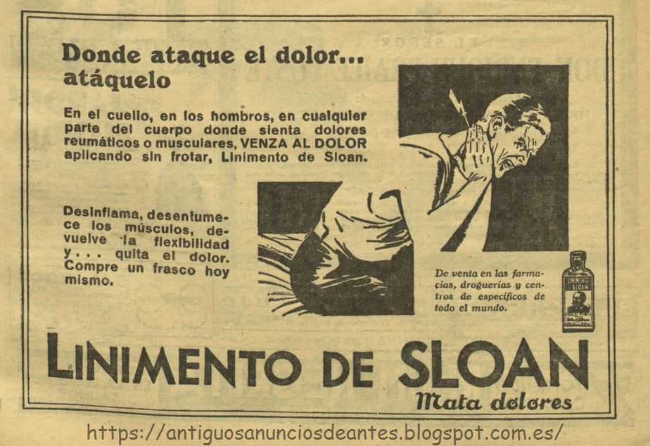 Antiguos anuncios de antes: Linimento de Sloan (medicina) (37 anuncios)