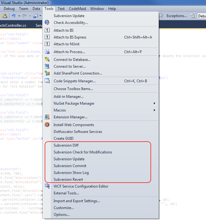 Why not?: Adding TortoiseSVN commands to Visual Studio 2010