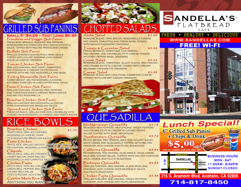 OC Food Diva: New Menus for Sandella's in Anaheim...