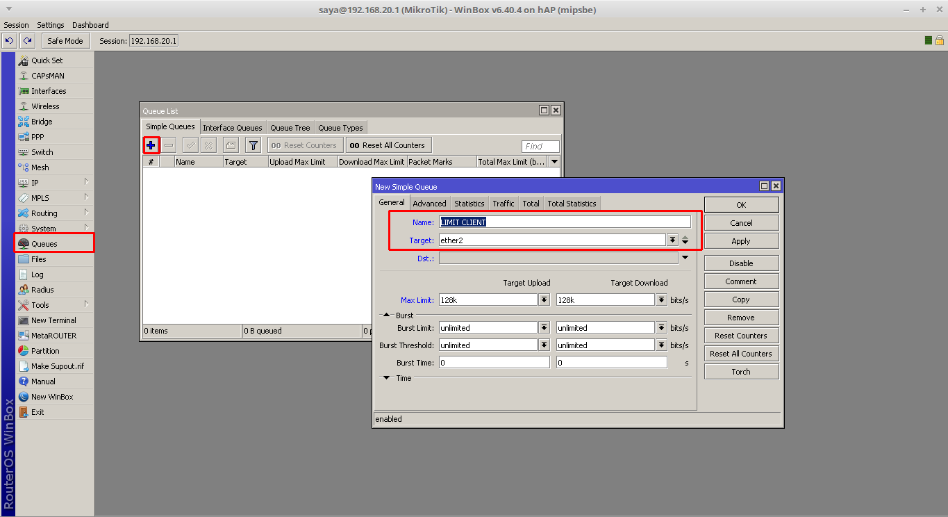 Simple Way Limiting Bandwidth On Mikrotik Winbox