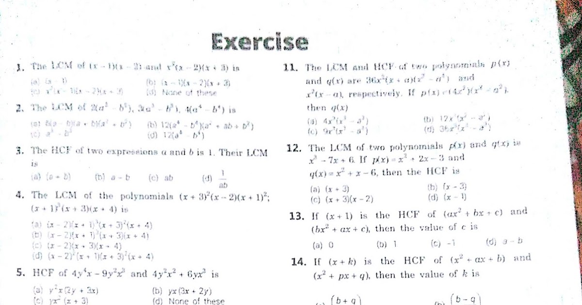 HCF AND LCM OF POLYNOMIALS math capsule