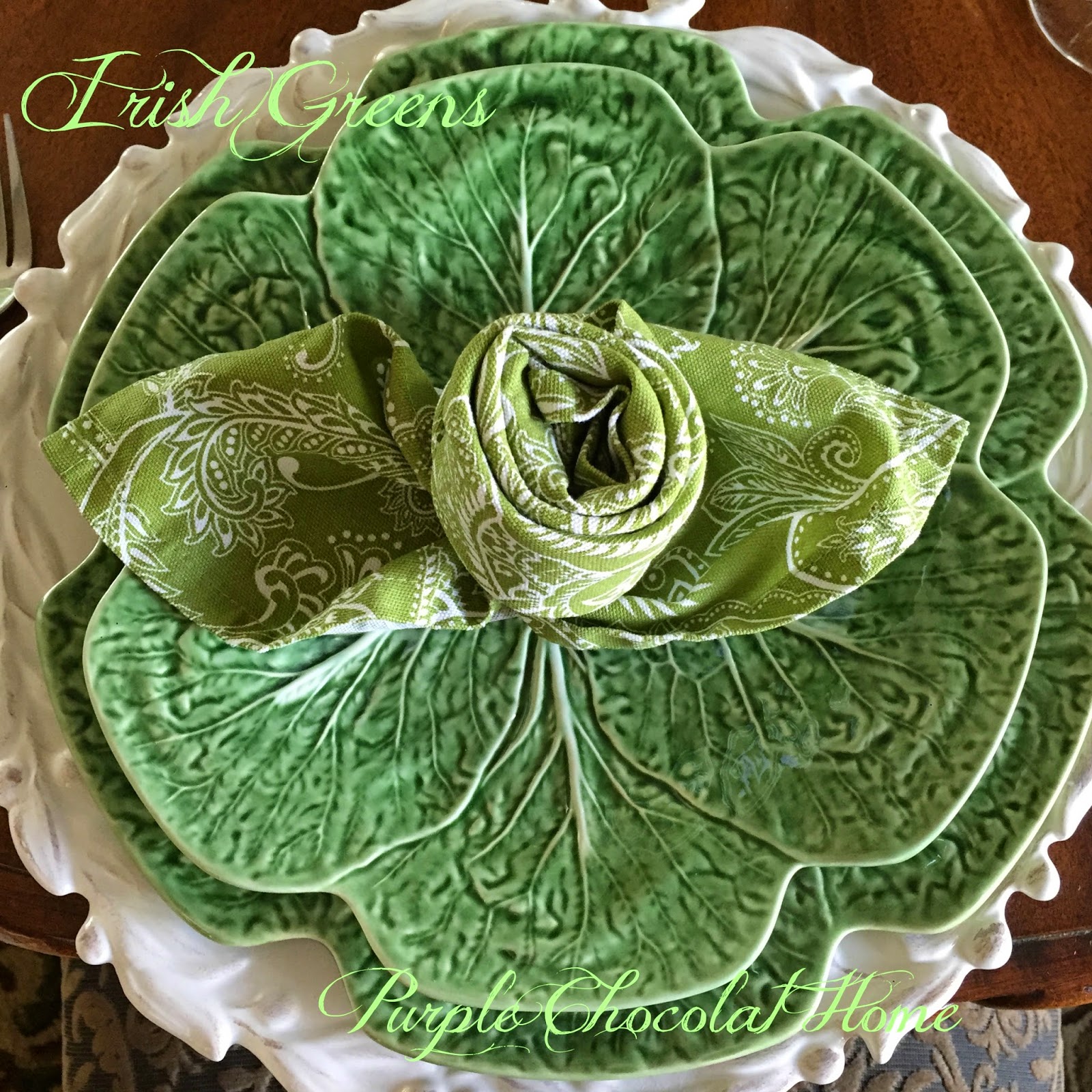 Irish GreensTablescape and Rose with Leaves Napkin Tutorial - Purple ...