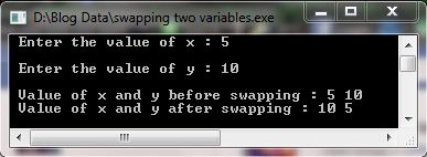 Swapping two variables(with and without using a third variable) | Programs