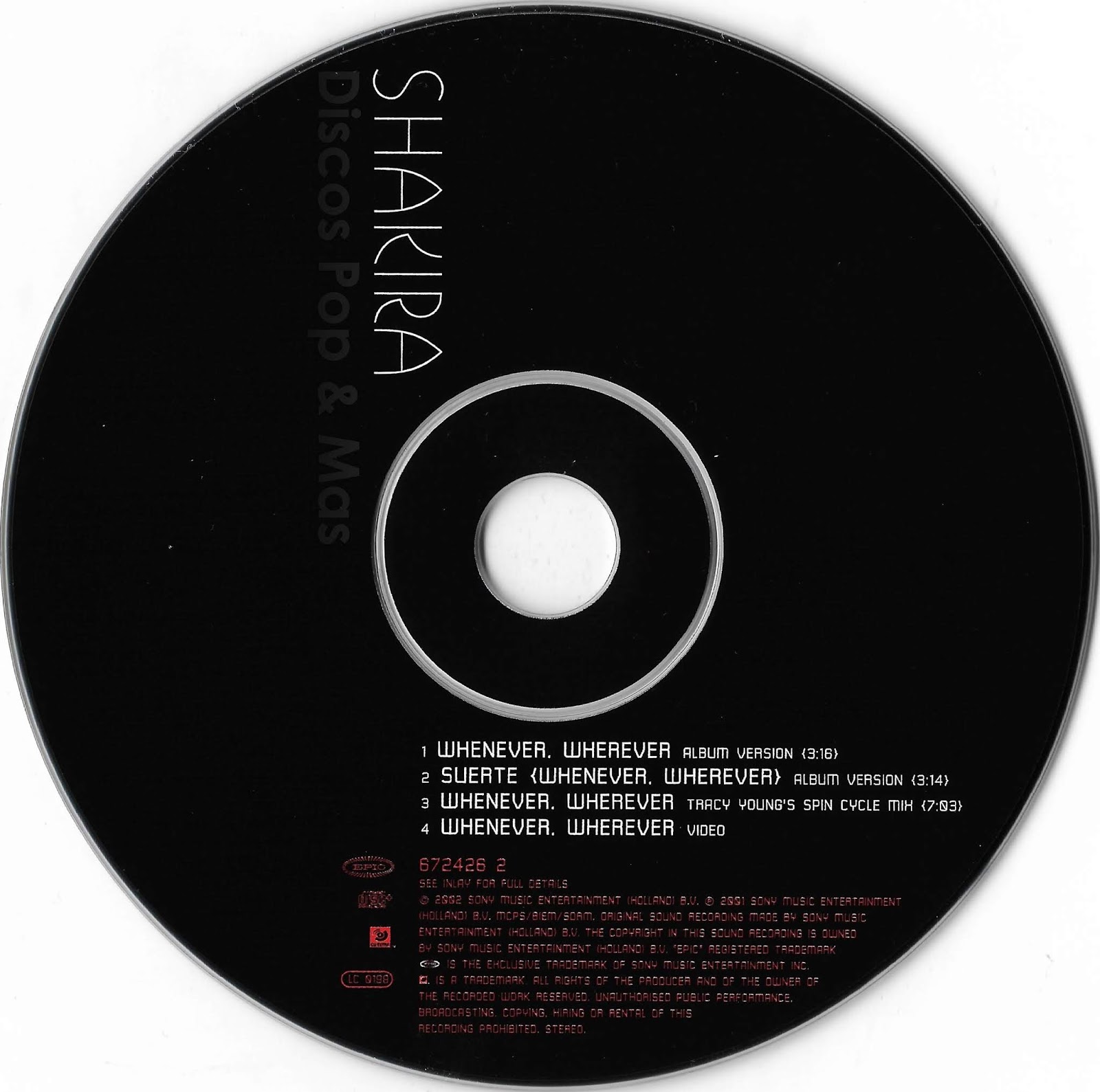 Discos Pop & Mas: Shakira - Whenever Wherever (Single)