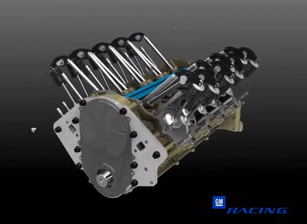 คลิปแอนิเมชั่น3Dการประกอบเครื่องยนต์GM Racing R07 EngineของCHEVROLET ...